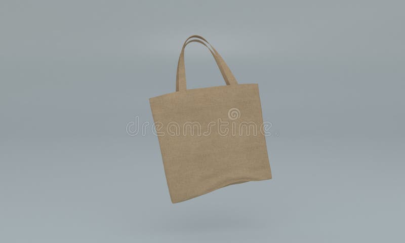 3d Render of a Bag Made with Brown Fabric on a Grey Background Stock ...