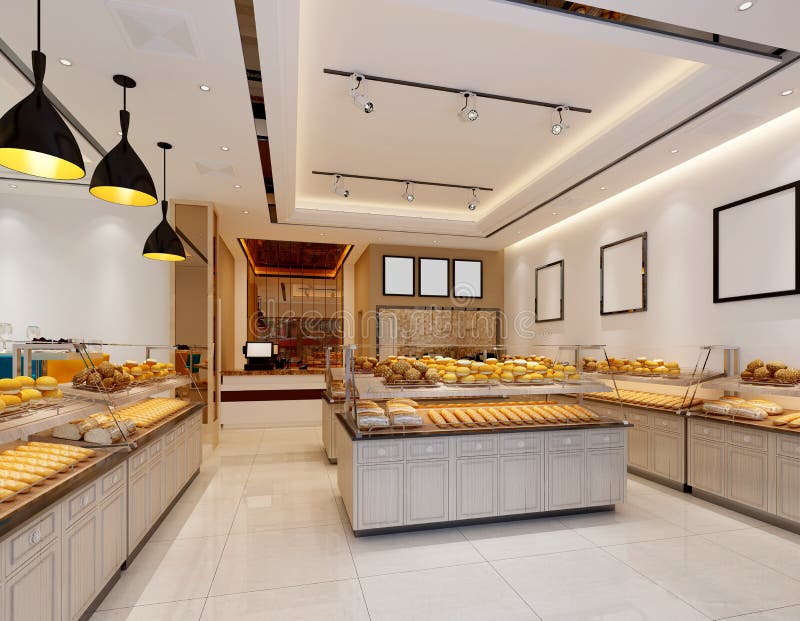 3d render of bakery shop stock illustration. Illustration of model ...