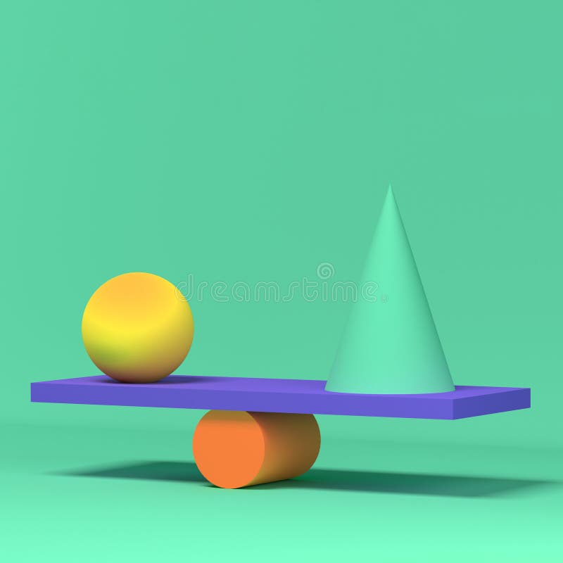 3D Render of Balancing Geometric Shapes. Mint Geometric Background ...