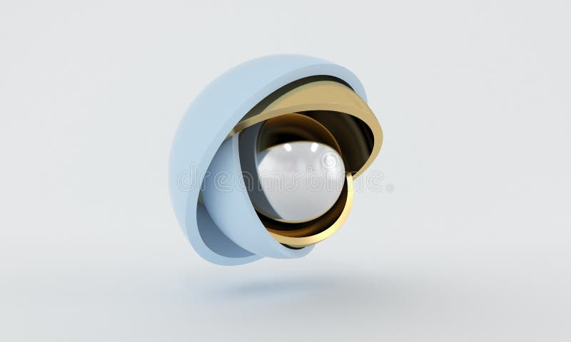 3D Render of a Ball Hidden Inside Pastel Blue Hemispheres, Opening ...