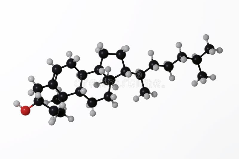 3d Render of Ball-and-stick Molecular Model of Cholesterol on White ...