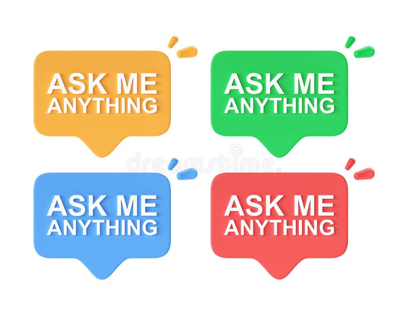 3d Render Baloon with Text Icon Set - Box for Question, Ask Me Message ...