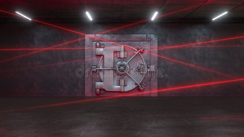 3d Render the Bank is Guarded by a Laser System Stock Illustration ...