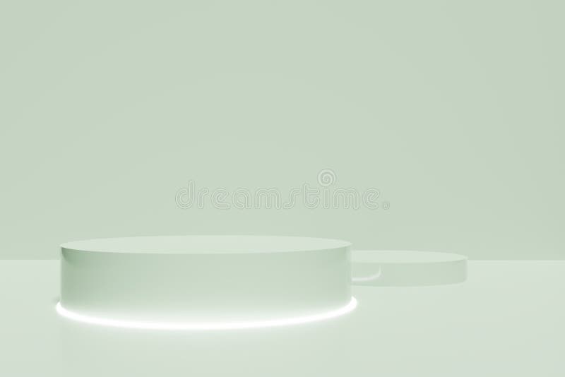 3d Render of Basil Green Podium on Mint Background Stock Illustration ...