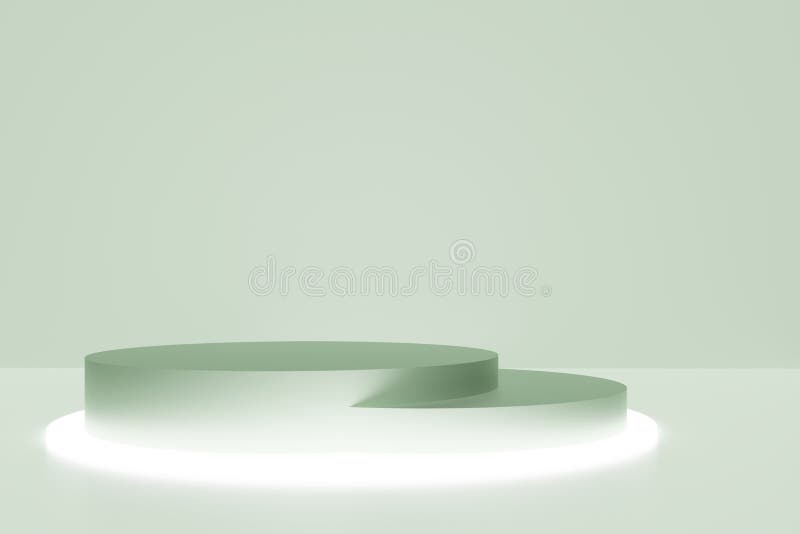 3d Render of Basil Green Podium on Mint Background Stock Illustration ...