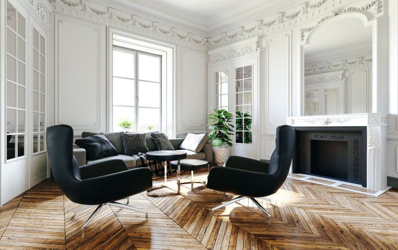 3d Render of Classic Interior Stock Illustration - Illustration of ...