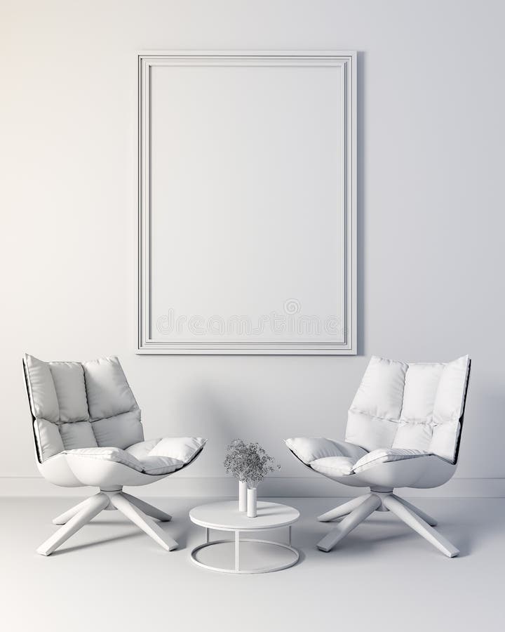 3d Render of Beautiful Clean Interior Stock Illustration - Illustration ...