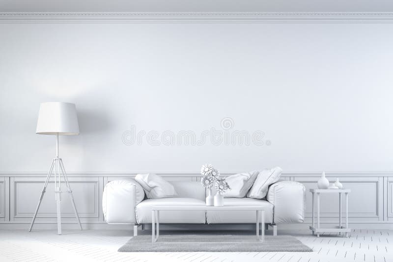 3d Render of Beautiful Clean Interior Stock Illustration - Illustration ...