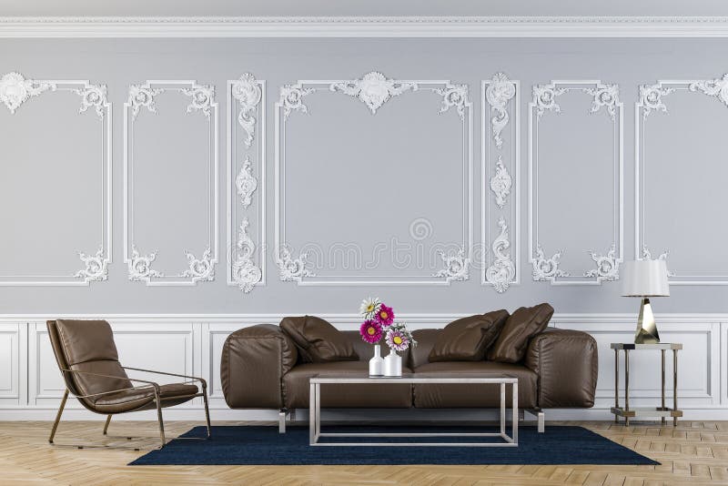 3d Render of Beautiful Clean Interior Stock Illustration - Illustration ...