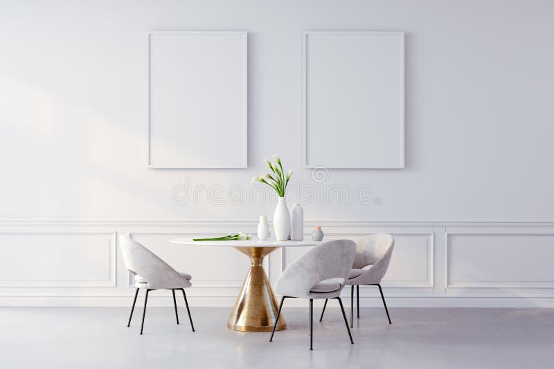 3d Render of Beautiful Interior with Table and Chairs Stock ...