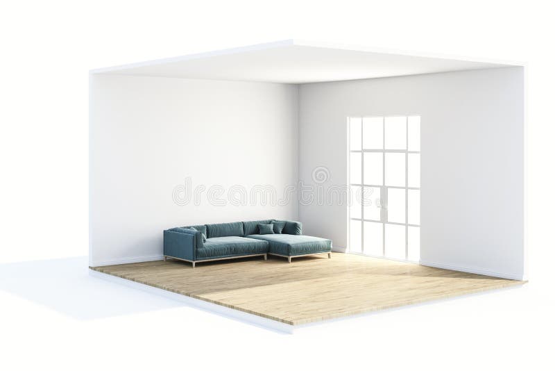 3d Render of Beautiful Clean Room Stock Illustration - Illustration of ...
