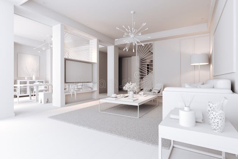 3 D Render of Beautiful Interior Stock Illustration - Illustration of ...