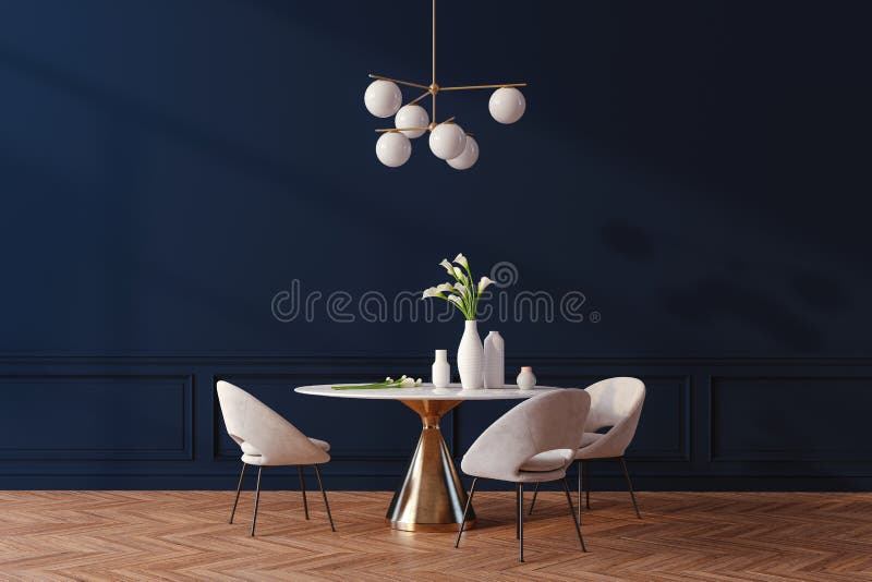 3d Render of Beautiful Interior with Table and Chairs Stock ...