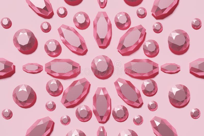 3d Render of Beautiful Pink Gem Stone Mandala Pattern on a Pastel Pink ...