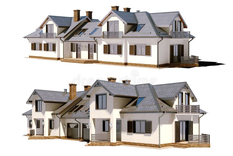 3d Render of Beautiful Residential House Stock Illustration ...