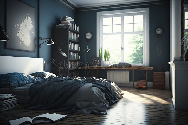 3d render of bedroom stock illustration. Illustration of decoration ...