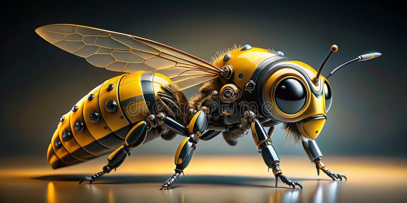 3d Render of Bee on Dark Background 3d Rendering Generative AI Stock ...