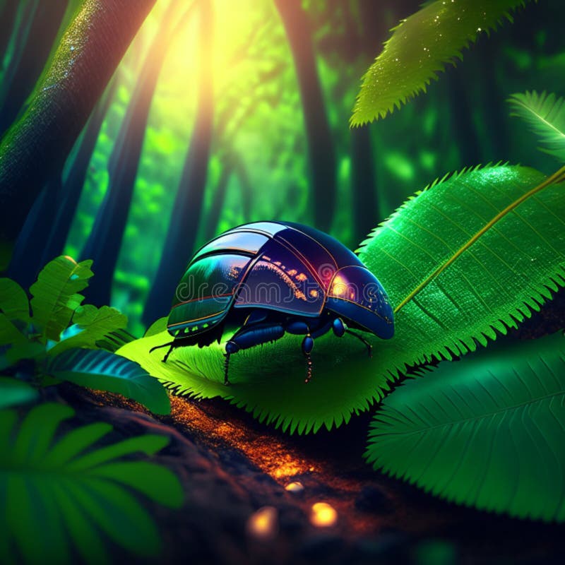 3d Render of a Beetle in a Green Forest. 3d Illustration AI Generated ...