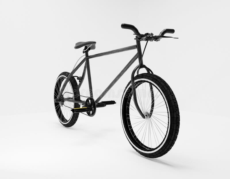 3d Render Bicycle Isolated on White Realistic Style. Stock Illustration ...