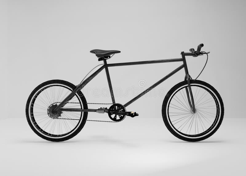 3d Render Bicycle Side View Isolated on White Background. Realistic ...