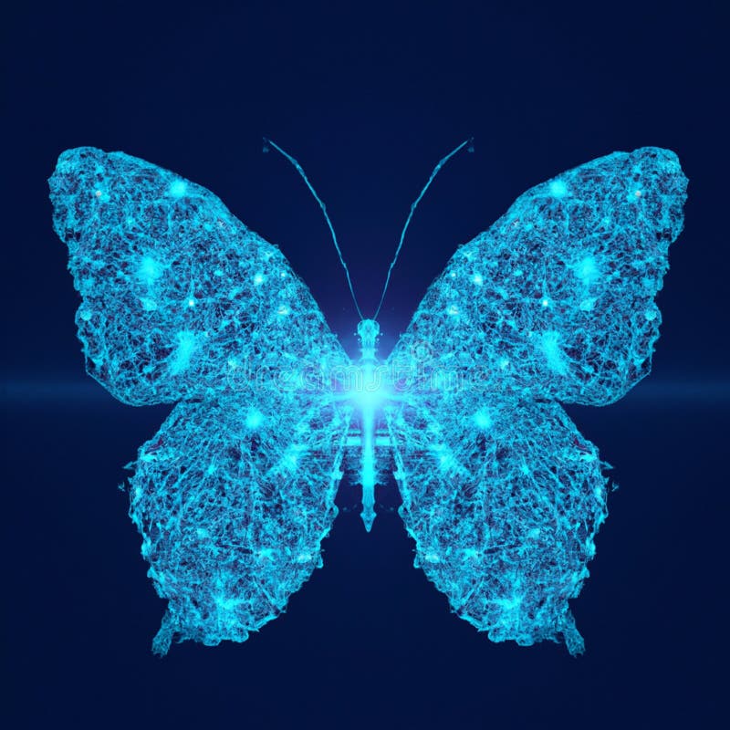 3D-Render Big Wings Butterfly with Triangle Polygons AI Generative ...