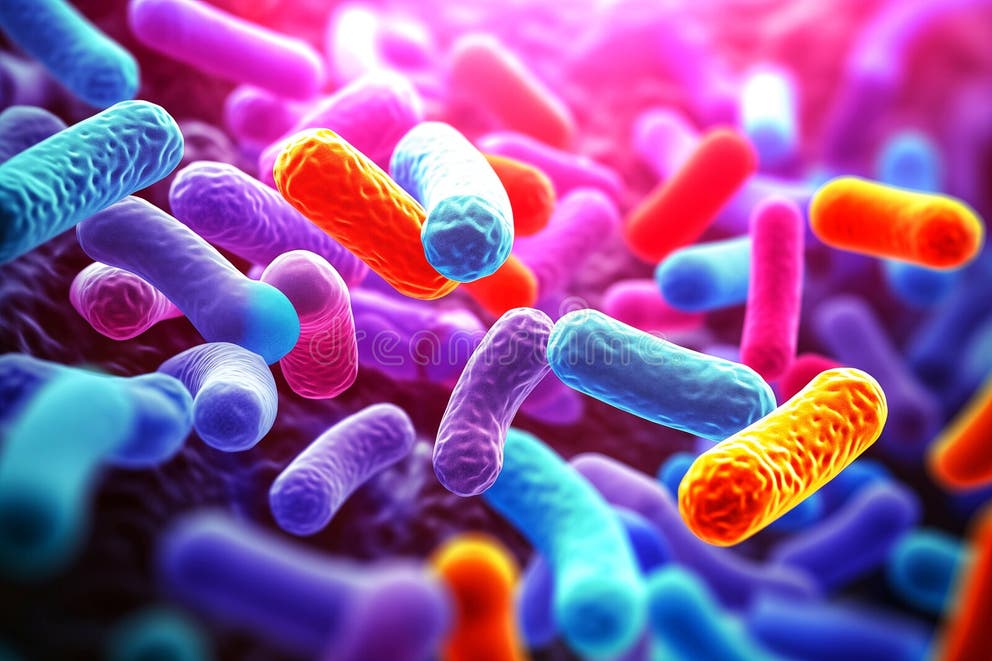 3D Render Colourful Biological Micro-organisms Bacteria Germs Viruses ...
