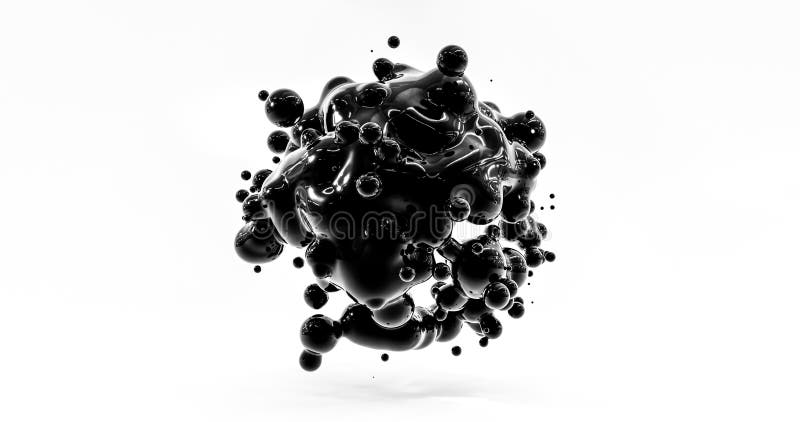 3d Render of Black Abstract Balls Spheres in Liquid Water Stock ...