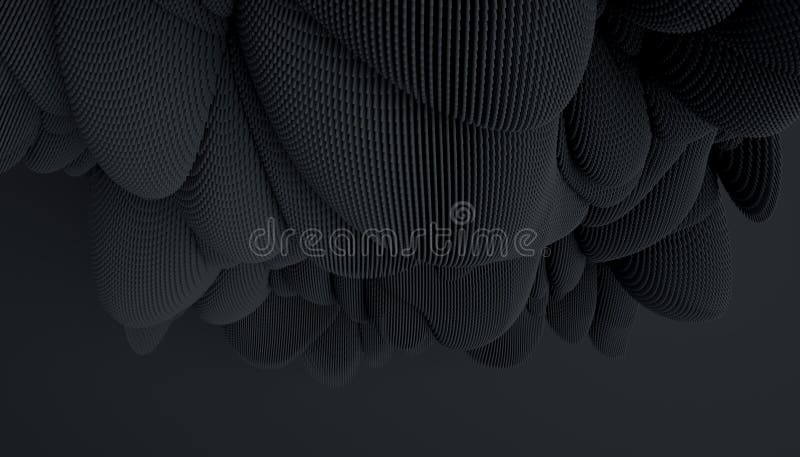 3d Render of Black Abstract Detailed Shape. Stock Illustration ...