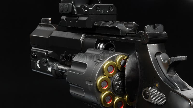 3d Render of a Black American Revolver with a Red Dot Sight and a ...