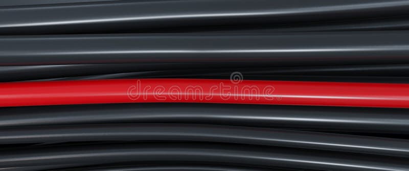 Black Cables with One Red Cable As a Background. Information Technology ...