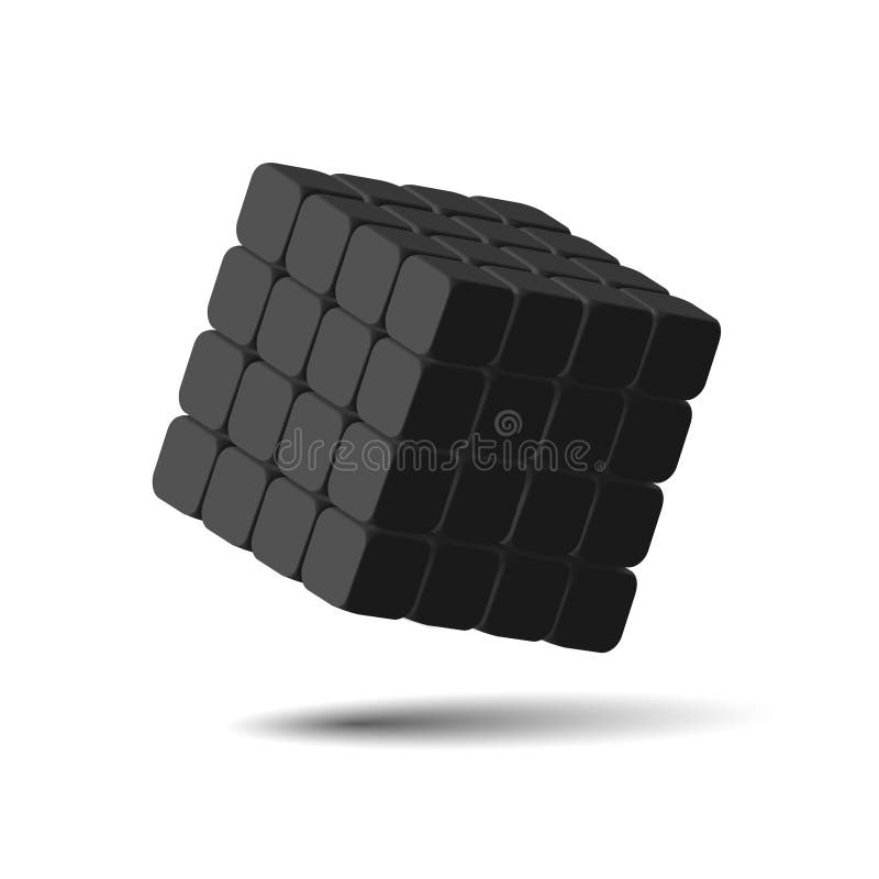 3d Render Black Cube Puzzle of Smaller Cubes, Isolated Shape Stock ...