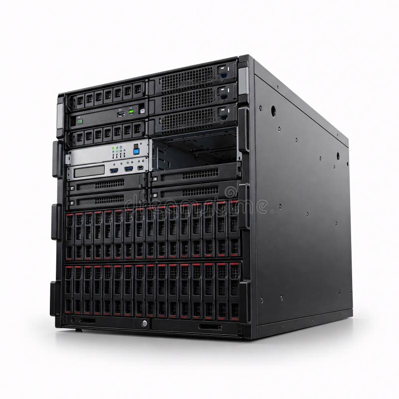 Hardware in Data Center 3d Render on White Background No Shadow Front ...