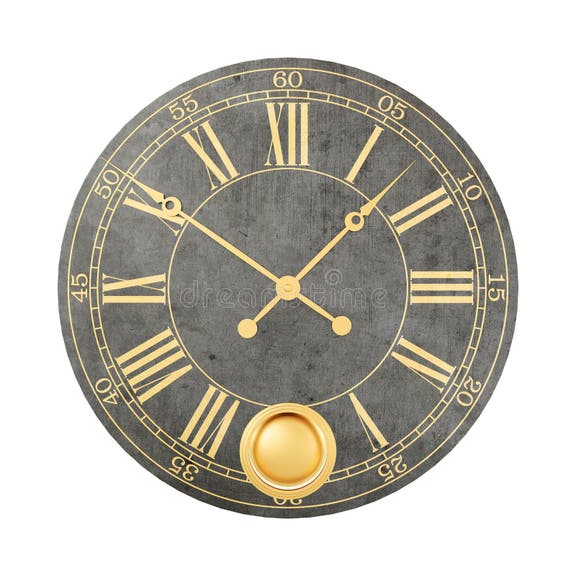 3D Render of a Black and Gold Clock with a Pendulum on the Face Stock ...