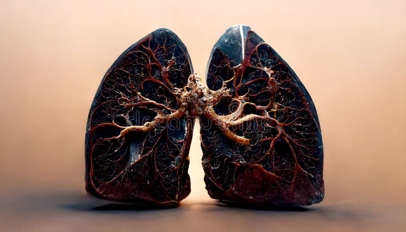3D Render of the Black Lungs of a Heavy Smoker with Tar Stock ...