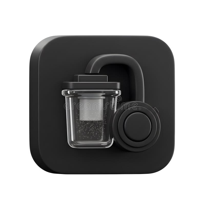 3D Render of a Black Modern Water Filter Dispenser App Icon Design on a ...