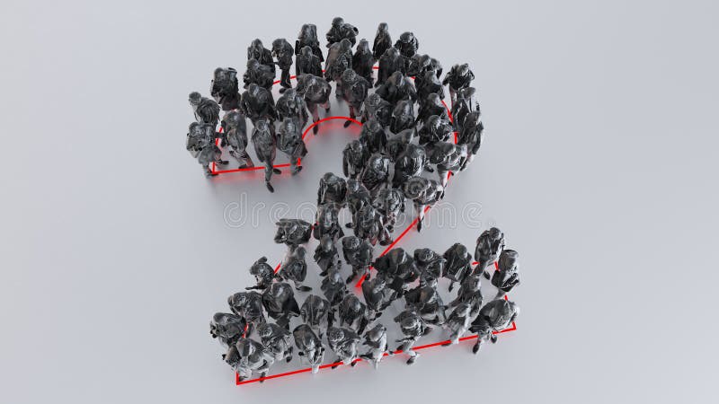3d Render of Black People Arranged in Number 2, Top View, Number Two ...