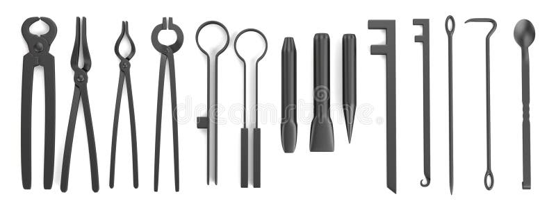Blacksmith tools - pliers stock illustration. Illustration of render ...