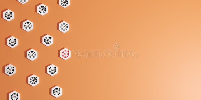 3D Render of Blocks with Black and White Target Icons, Featuring One ...