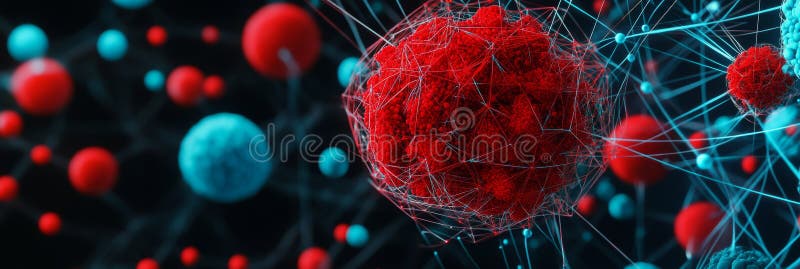 3D Render Blood Cells Visualization. Red and Light Blue Cells Flow in ...