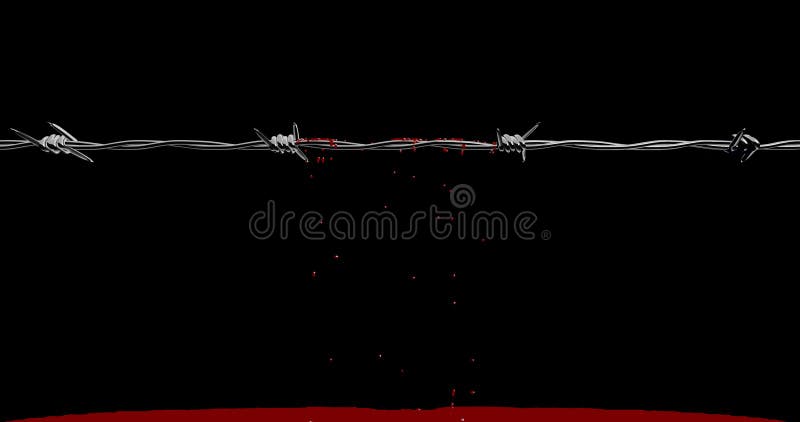 Render with Blood Flowing Down the Barbed Wire Stock Illustration ...