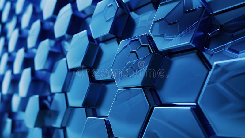 3D Render of Blue Abstract Background with Hexagon Shapes - AI Generated Stock Illustration ...