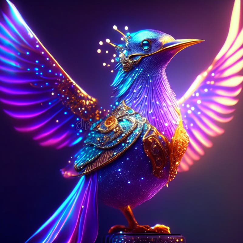 3d Render of a Blue Bird with Wings and Bokeh Generative AI Stock ...