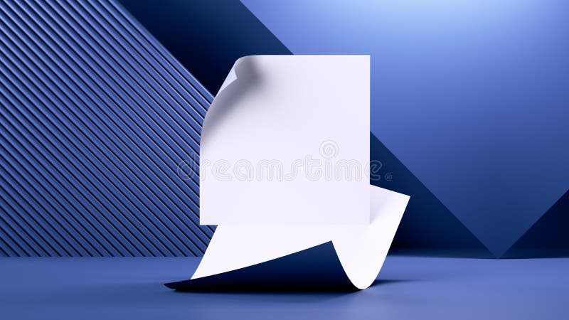 3d Render, Blue Business Background with Empty Pages, Modern Mockup ...