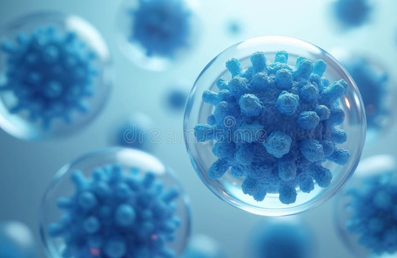 3D Render of Blue Cells in Solution. Sharpened Spheres with Precision ...