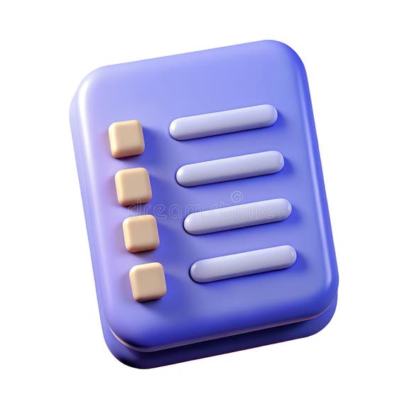 3D Render of Blue Checklist Icon with Beige Elements Isolated on White ...