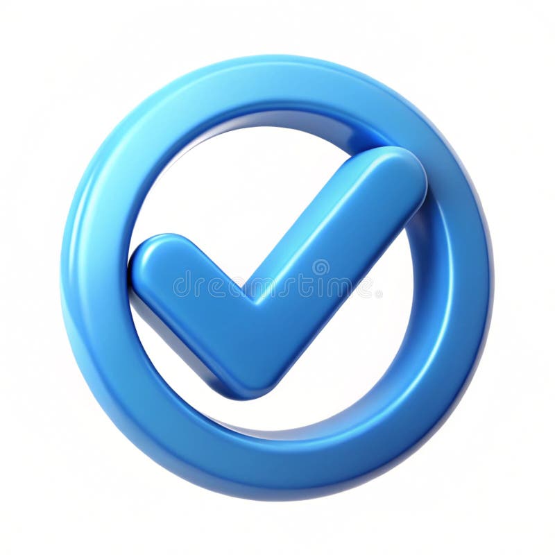 3D Render of a Blue Checkmark Icon Representing Confirmation Approval ...