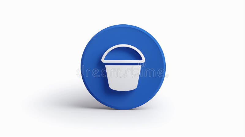 3D Render of a Blue Circle with a White Bucket Icon Stock Footage ...