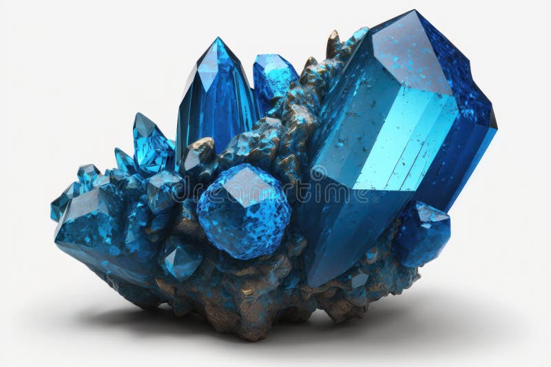 3d Render, Blue Crystal Isolated on White Background, Gem, Natural ...