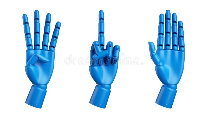 3d Render, Blue Dummy Mannequin Hand, Mechanical Robot Prosthesis, Set ...