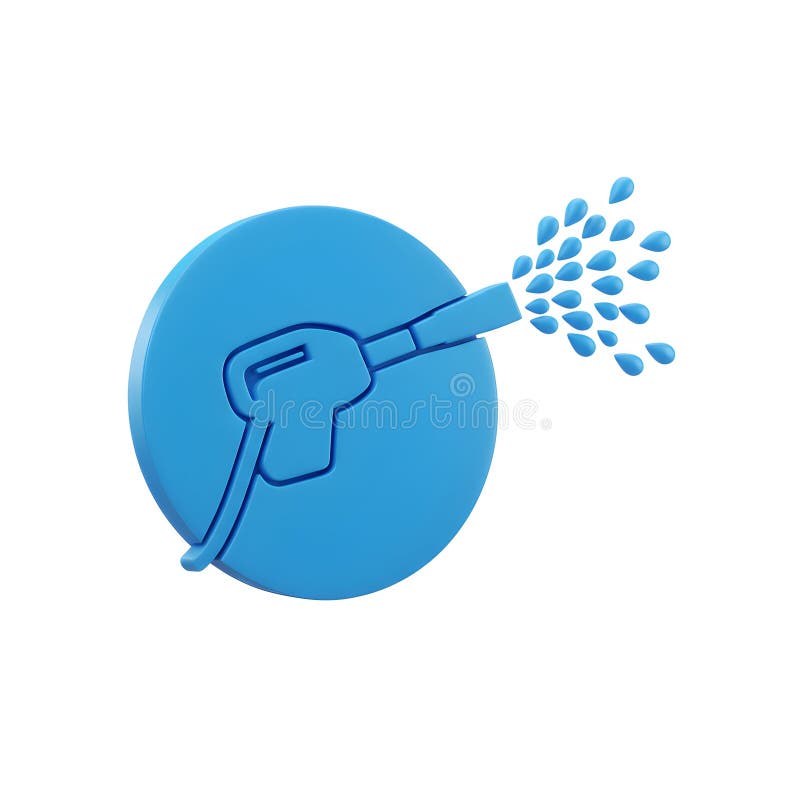 3D Render of Blue Fuel Nozzle Icon Spraying Fuel Efficient Energy ...